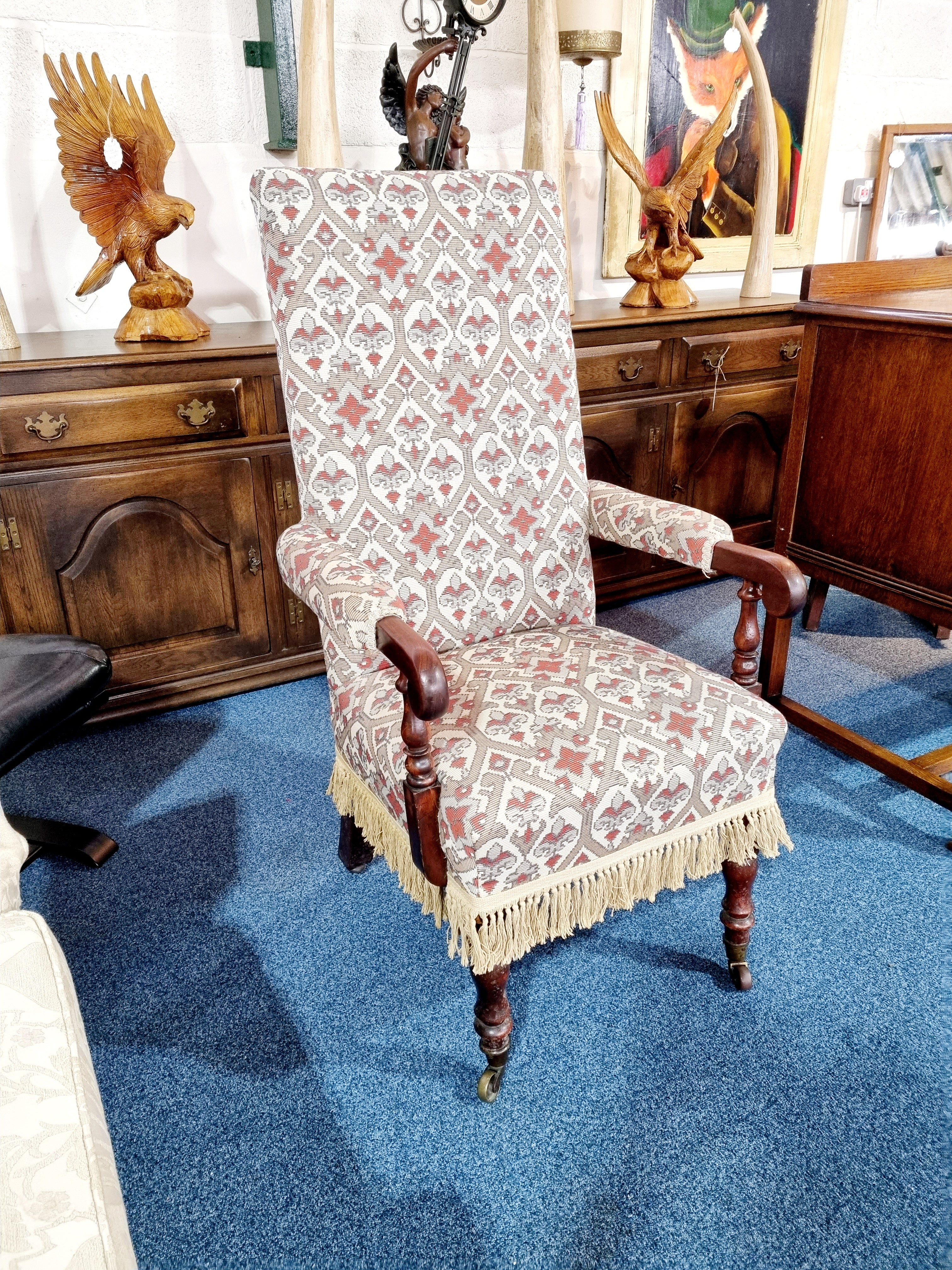 Victorian Mahogany High Back Armchair | Charlotte Rose Interiors